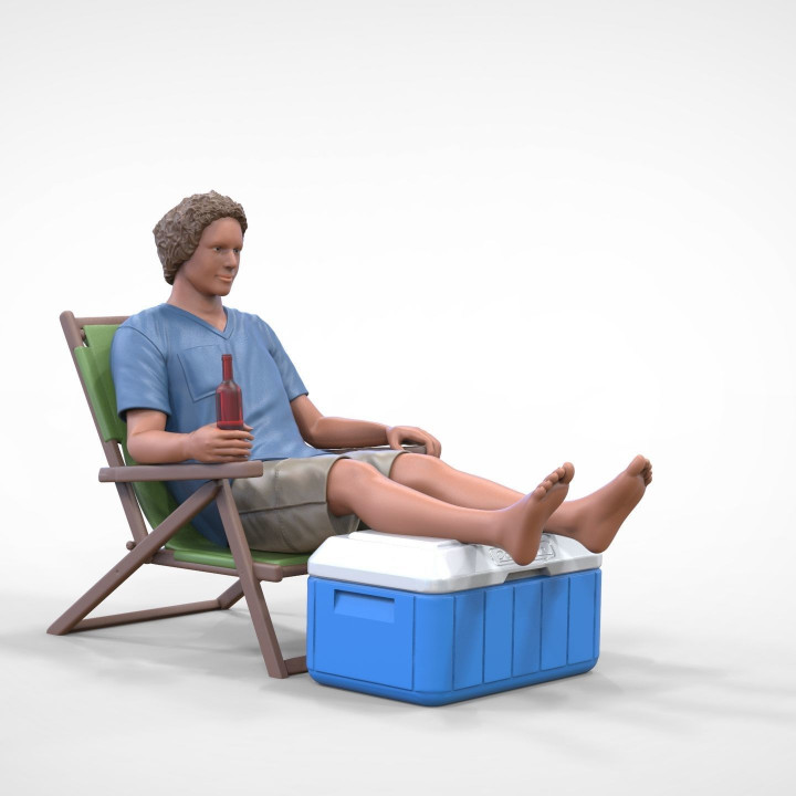 3D Printable N1 Chillout guy with Armchair and umbrella 3D print model ...