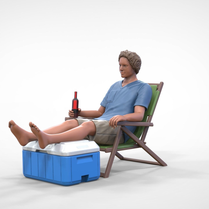 3D Printable N1 Chillout guy with Armchair and umbrella 3D print model ...