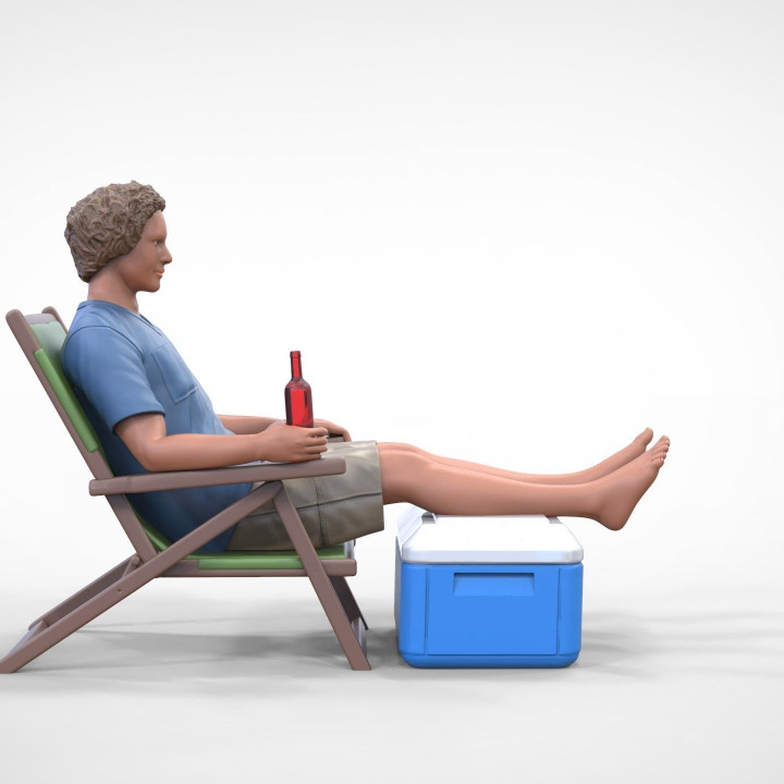 3D Printable N1 Chillout guy with Armchair and umbrella 3D print model ...