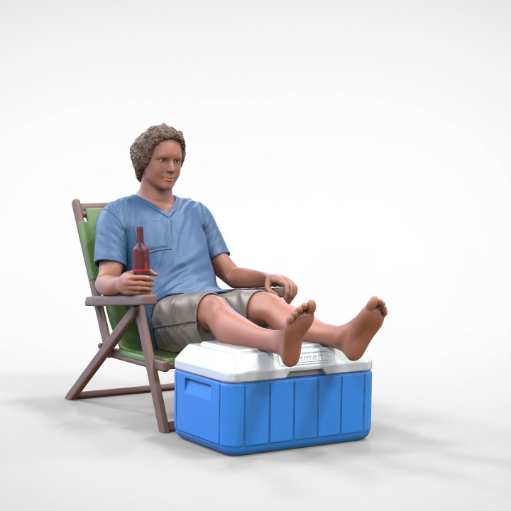 3D Printable N1 Chillout guy with Armchair and umbrella 3D print model ...