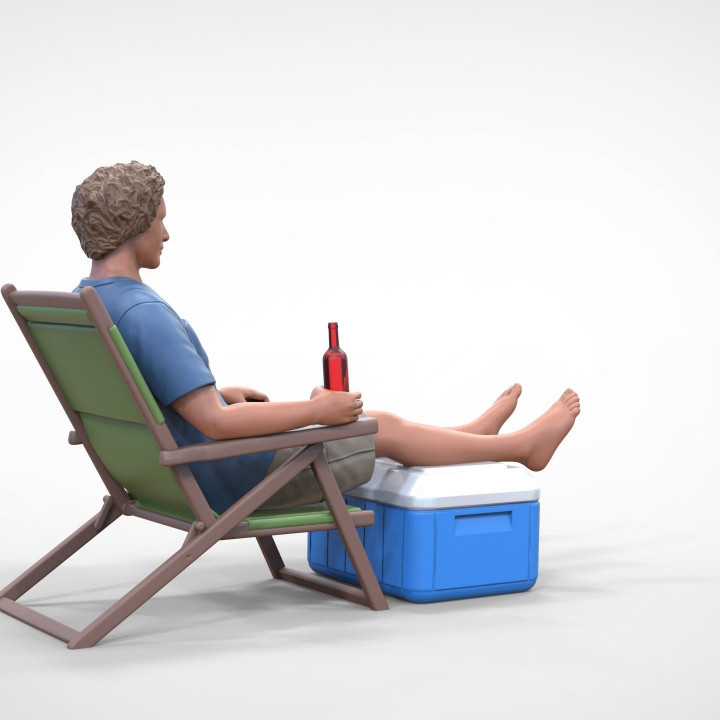 3D Printable N1 Chillout guy with Armchair and umbrella 3D print model ...