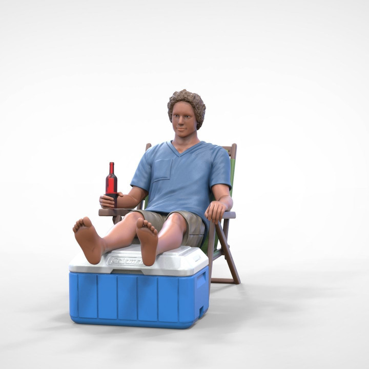 3D Printable N1 Chillout guy with Armchair and umbrella 3D print model ...