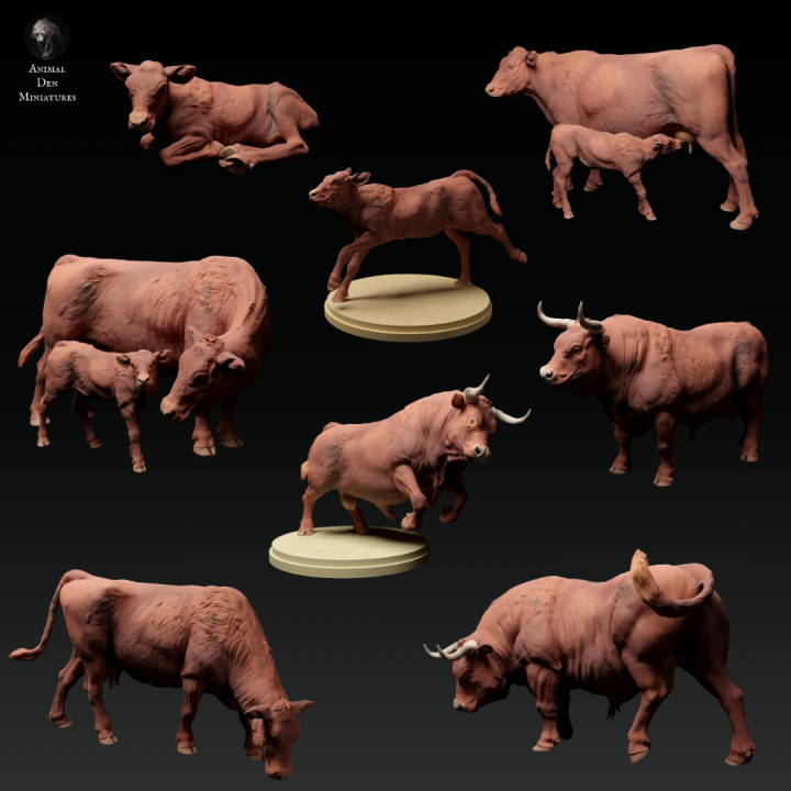 3D Printable Farm Animals Complete Bundle by Animal Den Miniatures