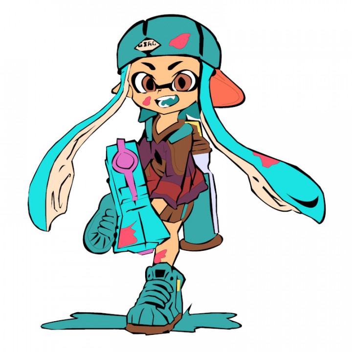 3D Printable bas-relief-splatoon-agent-painting-geek-2-bois by Bonnet ...