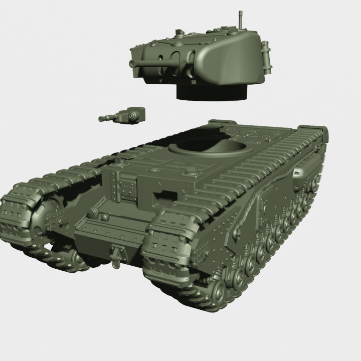 3D Printable Churchill Mk.I + Mk.II + Mk.II CS (A22) (UK, WW2) by Wargame3d