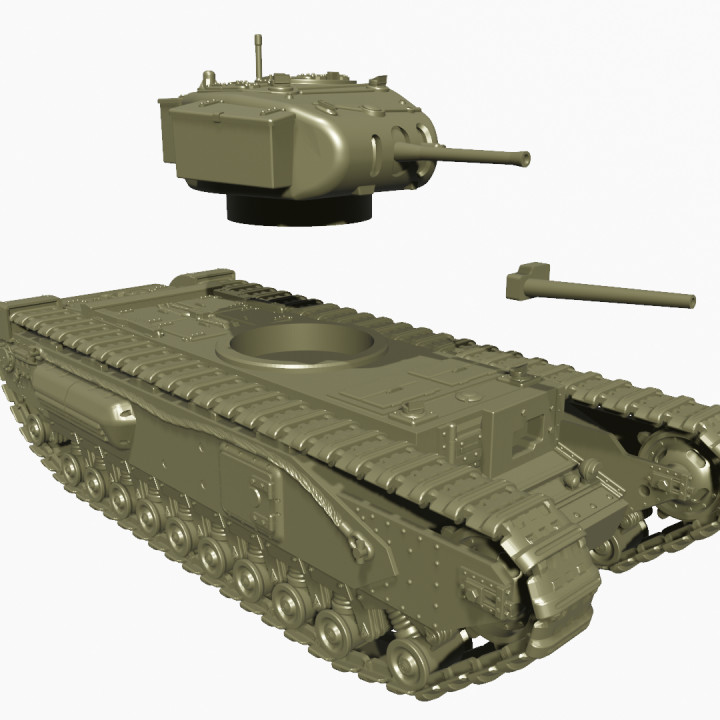 3D Printable Churchill Mk.I + Mk.II + Mk.II CS (A22) (UK, WW2) by Wargame3d