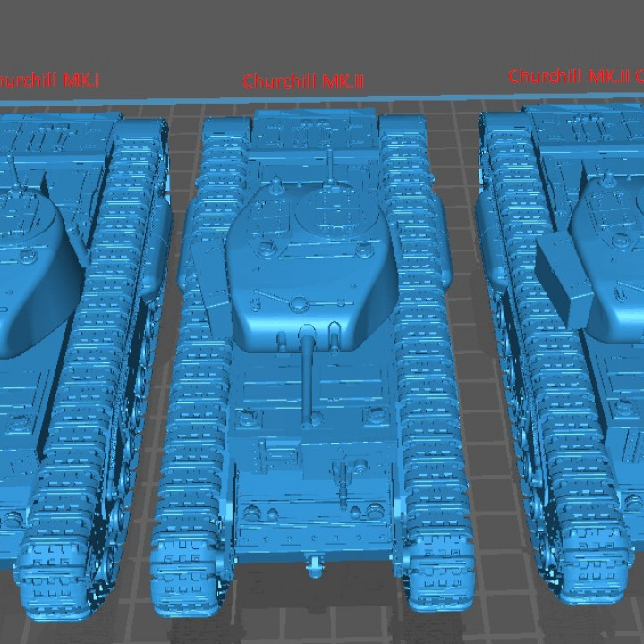 3D Printable Churchill Mk.I + Mk.II + Mk.II CS (A22) (UK, WW2) by Wargame3d