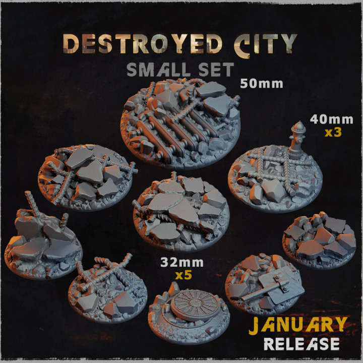 3D Printable Destroyed City - Bases & Toppers (Small Set) by Zabavka ...