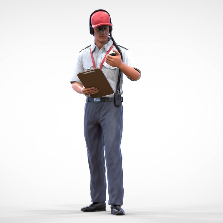 3D Printable Race manager or pit member with stopwatch and clipboard 3D ...