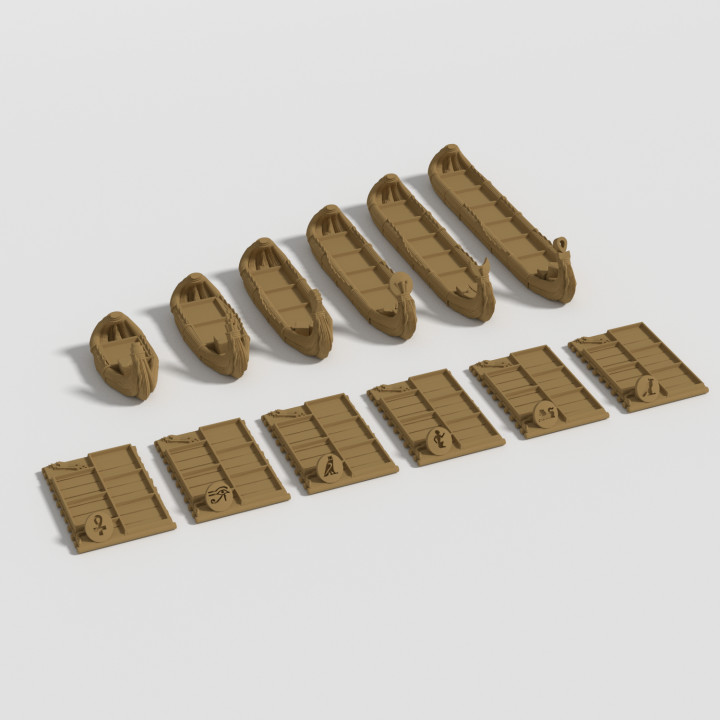 3D Printable Mini Reed Ships for Imhotep by Andy at MeepleForge