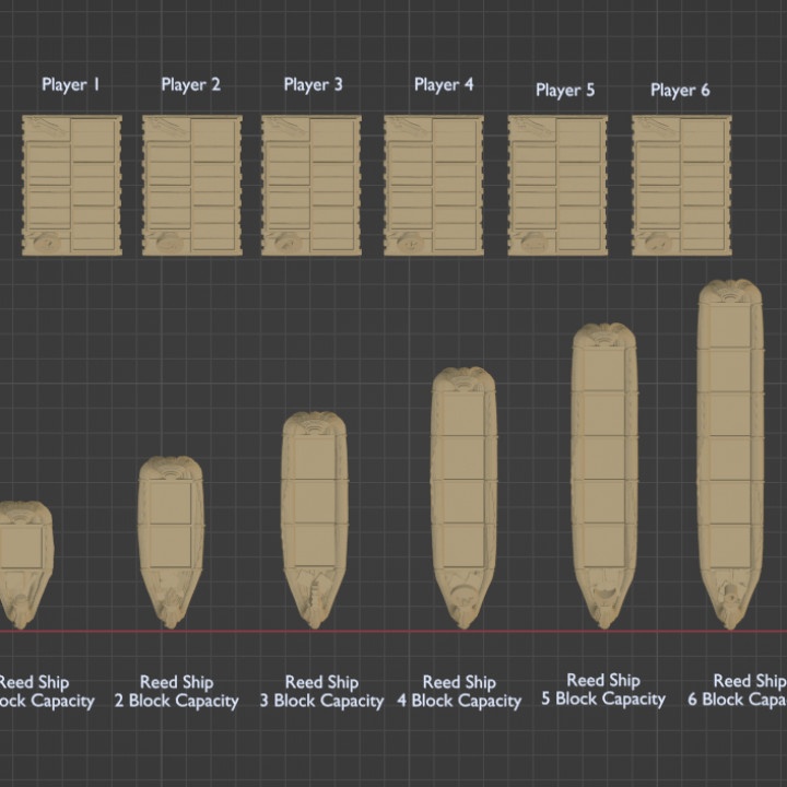 3D Printable Mini Reed Ships for Imhotep by Andy at MeepleForge
