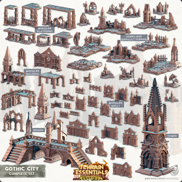3D Printable Gothic City Set (Pre-Supported) - Terrain Essentials ...