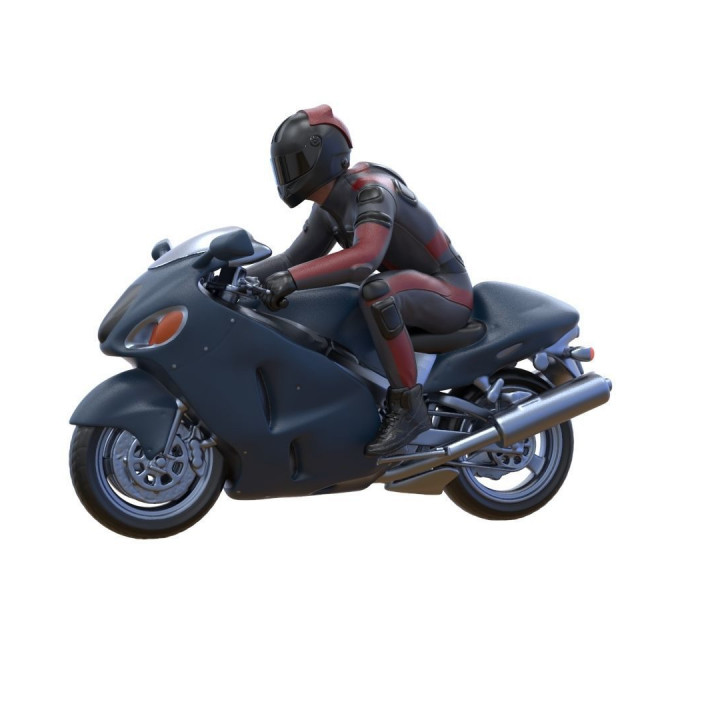 3D Printable Motor rider and motorcycle 3D print model by 3DP Miniatures