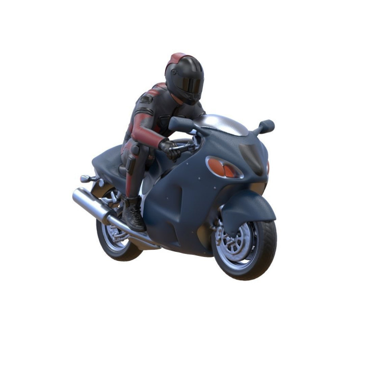 3D Printable Motor rider and motorcycle 3D print model by 3DP Miniatures