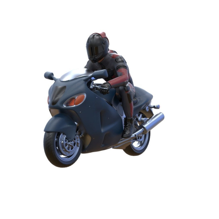 3D Printable Motor rider and motorcycle 3D print model by 3DP Miniatures