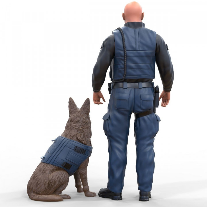 3D Printable K9 police officer with dog 3D print model by 3DP Miniatures