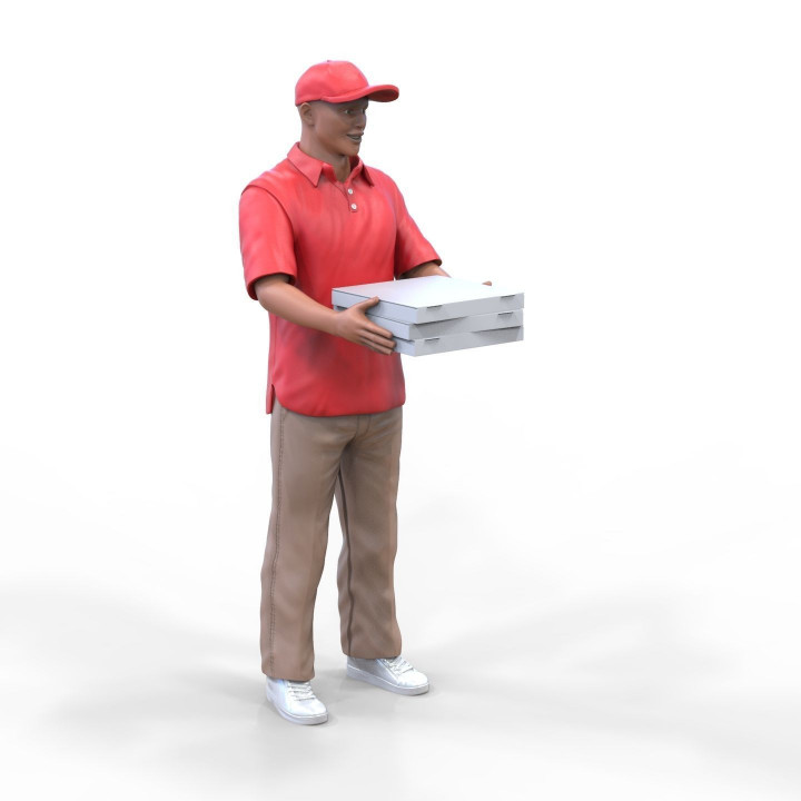 3D Printable Pizza delivery with box or construction worker 3D print ...