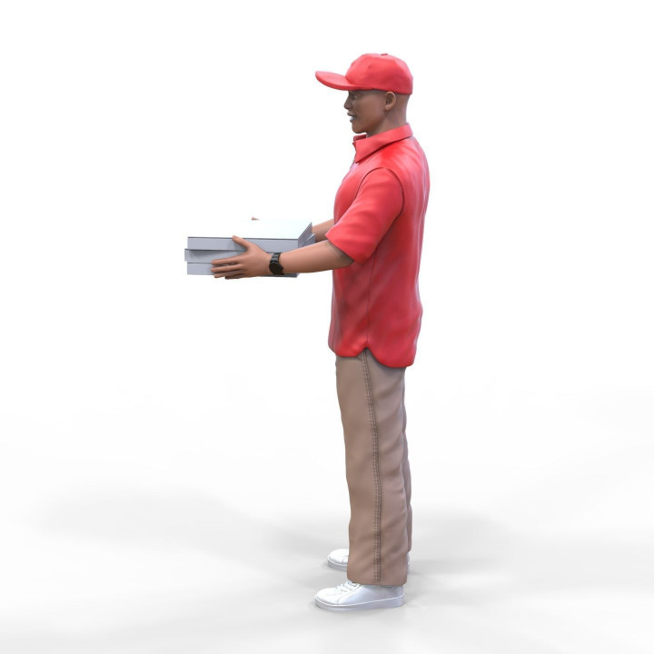 3D Printable Pizza delivery with box or construction worker 3D print ...