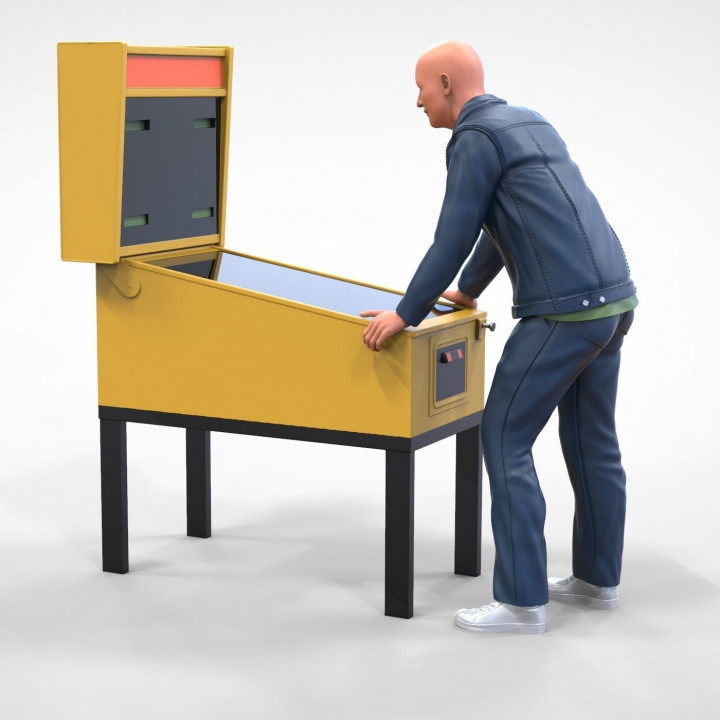 3D Printable N3 Arcade Game man playing with Pinball Machine 3D print ...