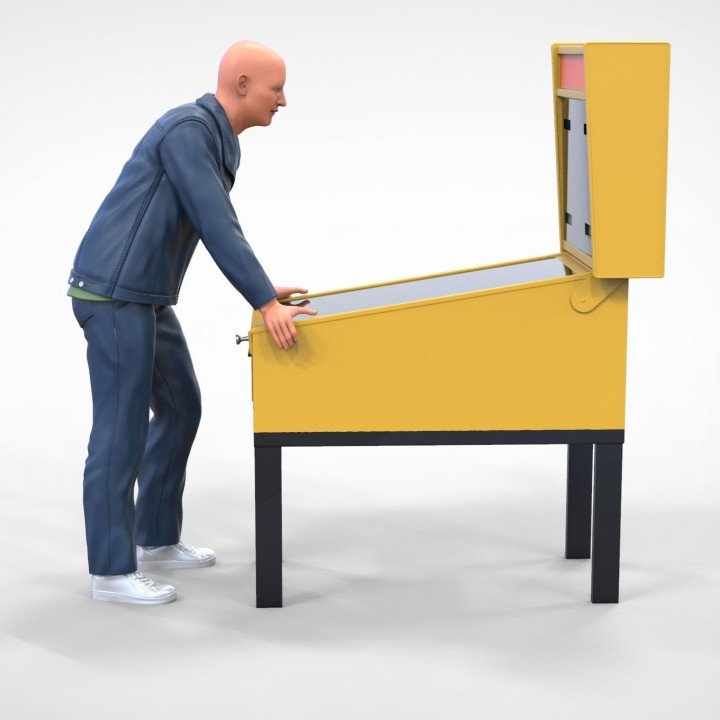3D Printable N3 Arcade Game man playing with Pinball Machine 3D print ...