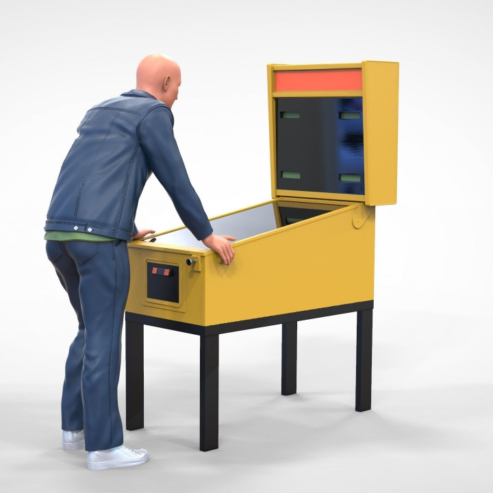 3D Printable N3 Arcade Game man playing with Pinball Machine 3D print ...