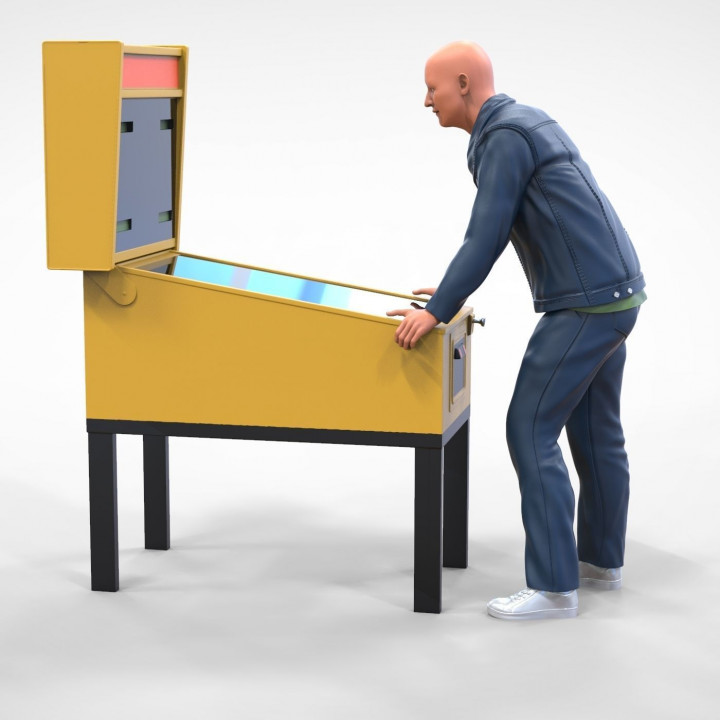 3D Printable N3 Arcade Game man playing with Pinball Machine 3D print ...