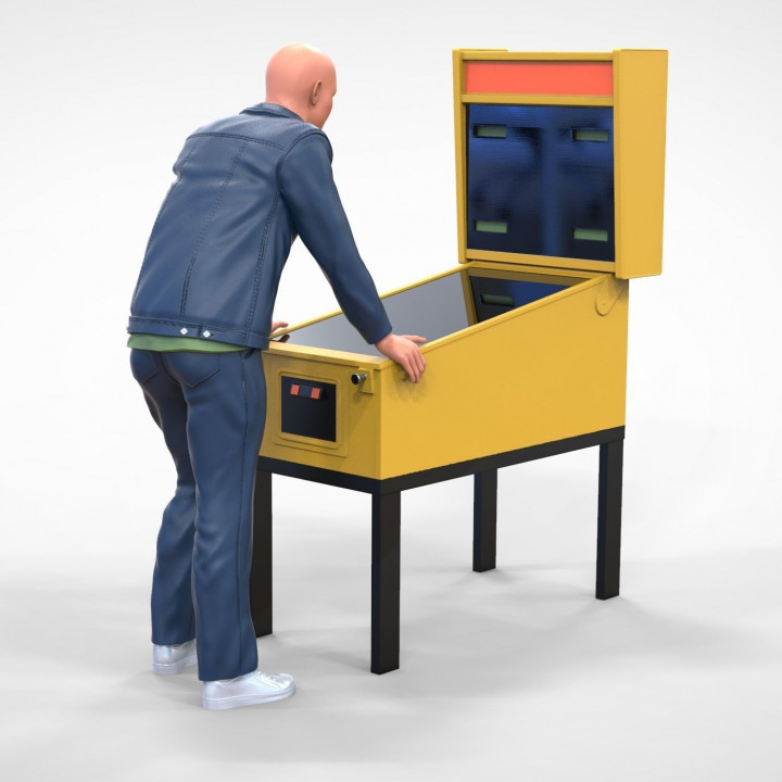 3D Printable N3 Arcade Game man playing with Pinball Machine 3D print ...