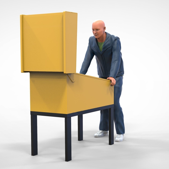 3D Printable N3 Arcade Game man playing with Pinball Machine 3D print ...