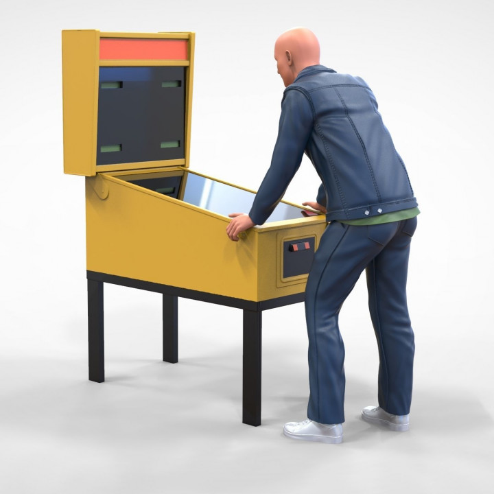 3D Printable N3 Arcade Game man playing with Pinball Machine 3D print ...