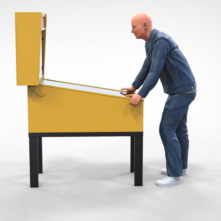 3D Printable N3 Arcade Game man playing with Pinball Machine 3D print ...