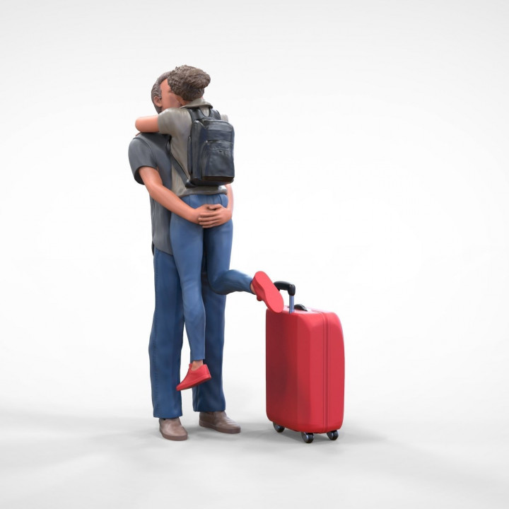 3D Printable A couple saying goodbye at the station 3D print model by ...