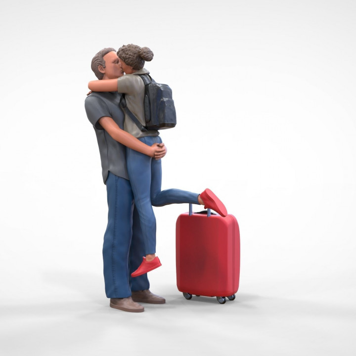 3D Printable A couple saying goodbye at the station 3D print model by ...