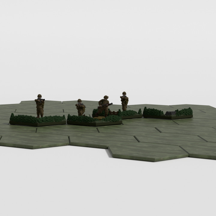 3D Printable Scenery Hex Edge Hedgerows by Andy at MeepleForge