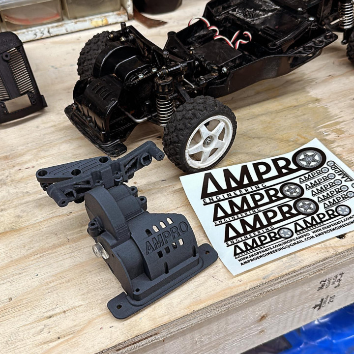 3D Printable Tamiya FF01 Front Gearbox/Bulkead by AMPro Engineering