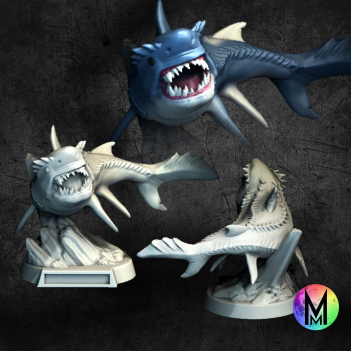3D Printable Sharks Set - Set of three Glacier Sharks and 5e Stat ...