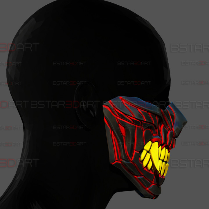 3D Printable Hannya Cyber Half Mask - Halloween Cosplay by 3DpropsDesigns
