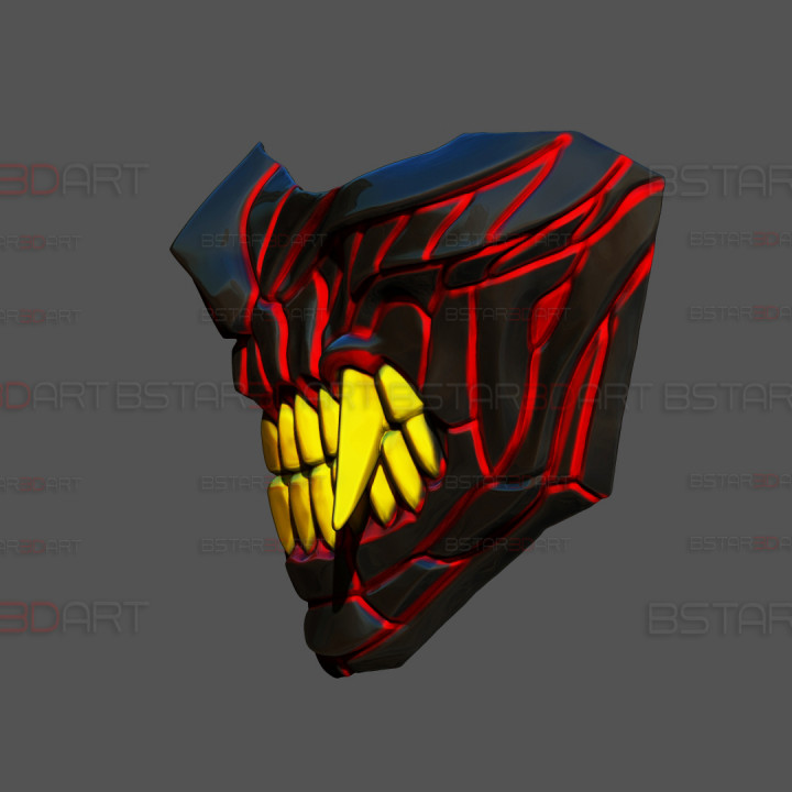 3D Printable Hannya Cyber Half Mask - Halloween Cosplay by 3DpropsDesigns