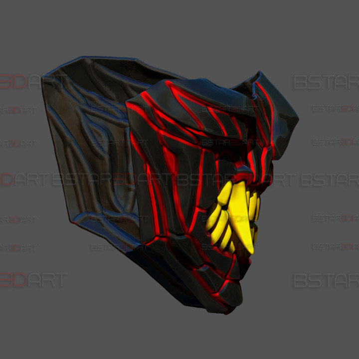 3D Printable Hannya Cyber Half Mask - Halloween Cosplay by 3DpropsDesigns