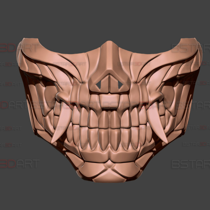 3D Printable Hannya Cyber Half Mask - Halloween Cosplay by 3DpropsDesigns