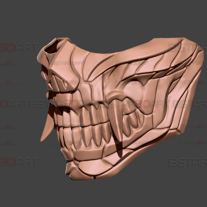 3D Printable Hannya Cyber Half Mask - Halloween Cosplay by 3DpropsDesigns