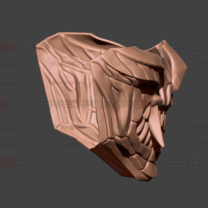 3D Printable Hannya Cyber Half Mask - Halloween Cosplay by 3DpropsDesigns