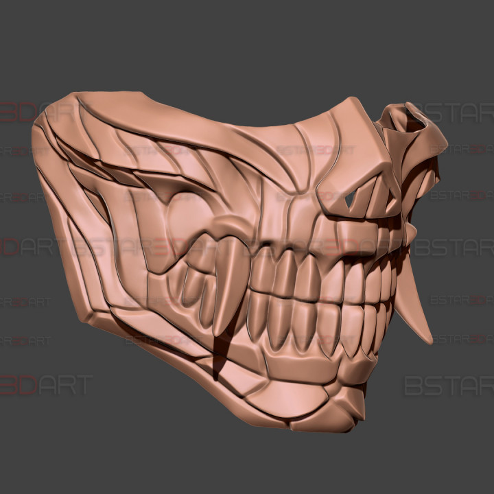3D Printable Hannya Cyber Half Mask - Halloween Cosplay by 3DpropsDesigns