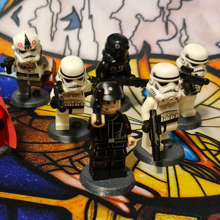 3D Printable 25mm Lego tabletop gaming base by Arcane Whiskers