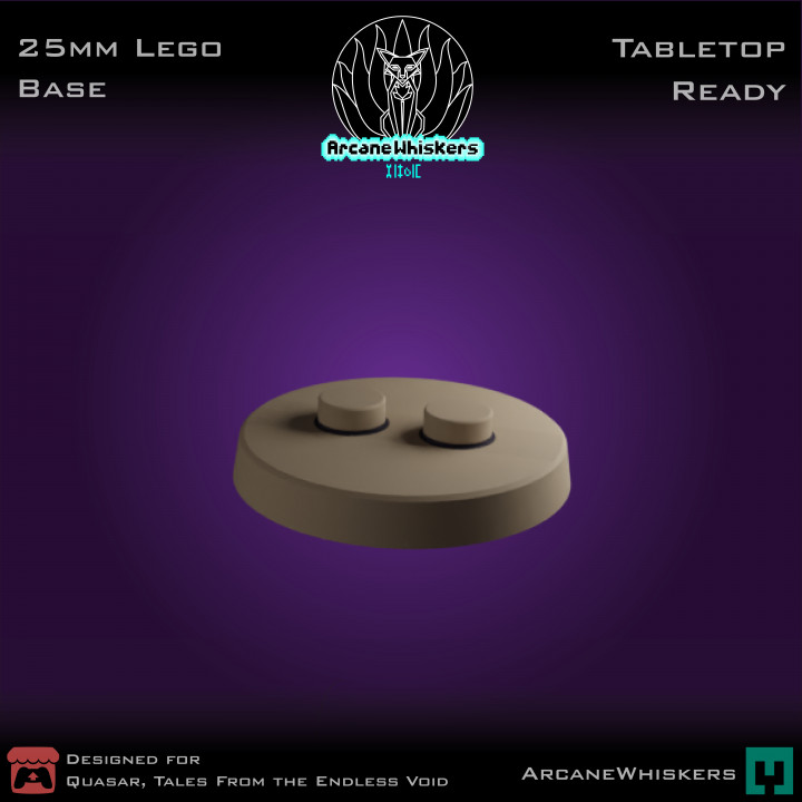 3D Printable 25mm Lego tabletop gaming base by Arcane Whiskers