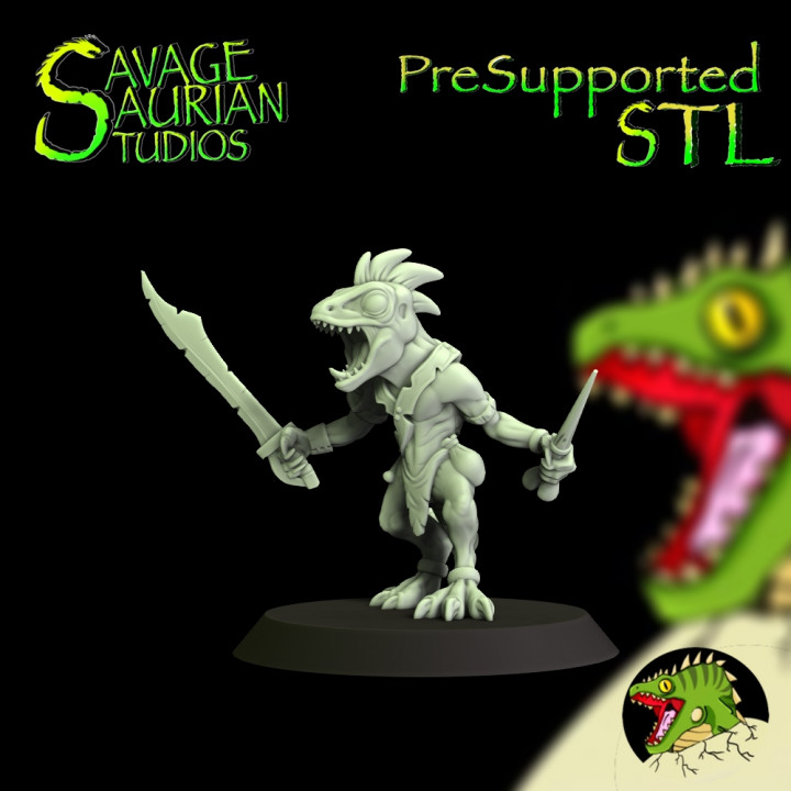 3D Printable Lizardfolk Hexblade Warlock by Savage Saurian Studios 3D Printable Lizardfolk Hexblade Warlock by Savage Saurian Studios