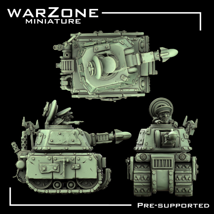 3D Printable Grot Scrapyard Tanks A by WarZone Miniature