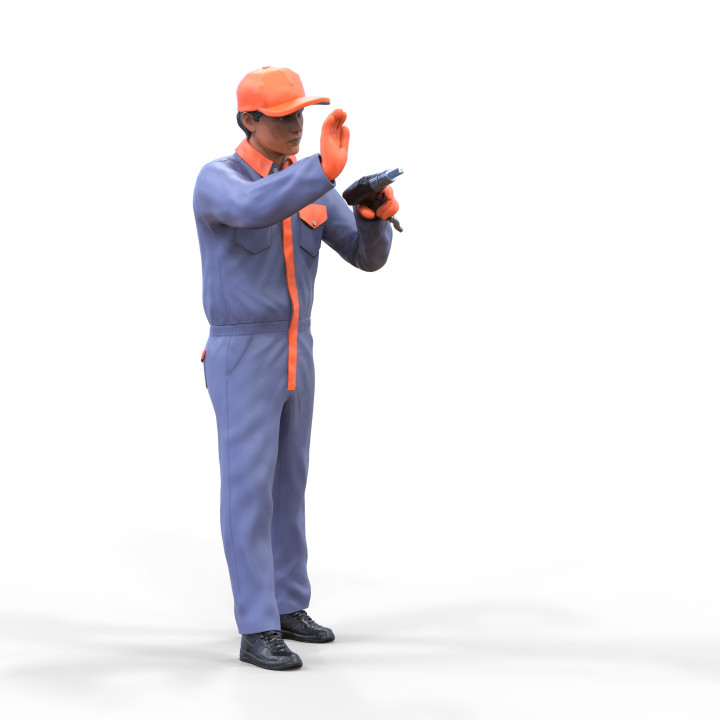 3D Printable N3 MECHANIC CREW WORKING UNDER A CAR OR CONSTRUCTION ...