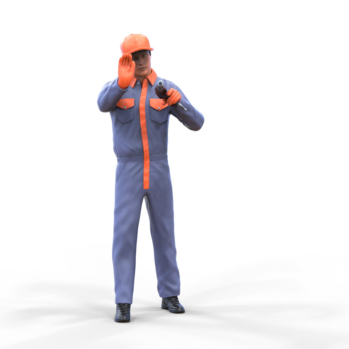 3D Printable N3 MECHANIC CREW WORKING UNDER A CAR OR CONSTRUCTION ...