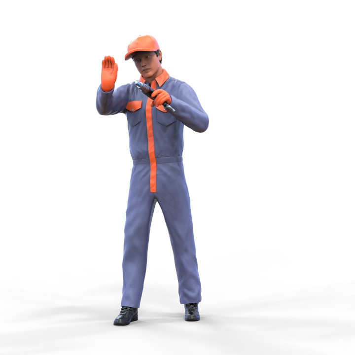 3D Printable N3 MECHANIC CREW WORKING UNDER A CAR OR CONSTRUCTION ...