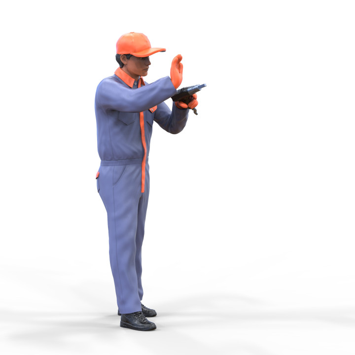 3D Printable N3 MECHANIC CREW WORKING UNDER A CAR OR CONSTRUCTION ...